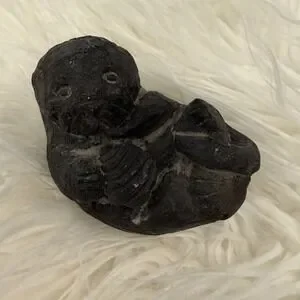 Art | Hand Carved Stone Sea Otter Figurine Black Rustic Animal ...